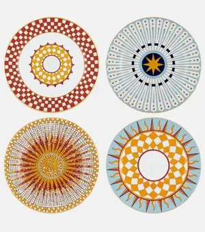 La DoubleJ Solar Set Of 4 Porcelain Dessert Plates - Multicoloured