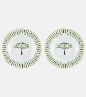 La DoubleJ Eden Set Of 2 Porcelain Soup Plates - Multicoloured