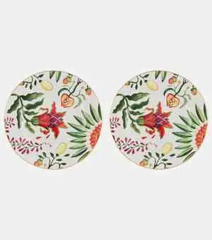 La DoubleJ Eden Set Of 2 Porcelain Dinner Plates - Multicoloured