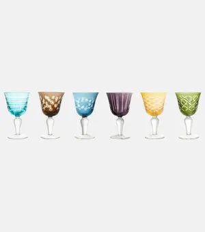 POLSPOTTEN Cuttings Set Of 6 Wine Glasses - Multicoloured