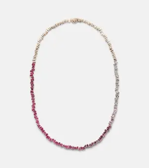 SUZANNE KALAN 18kt Rose Necklace With Diamonds And Sapphires - Gold