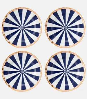 BITOSSI Fortuna Set Of 4 Porcelain Dessert Plates - Blue