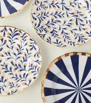 BITOSSI Fortuna Set Of 4 Porcelain Dessert Plates - Blue