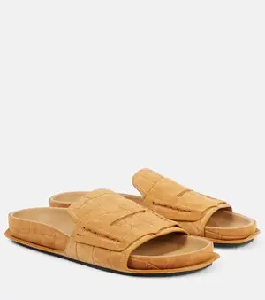Jacquemus Mocassin Suede Slides - Brown