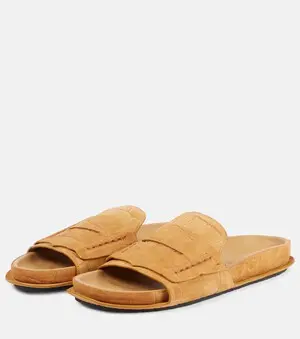 Jacquemus Mocassin Suede Slides - Brown