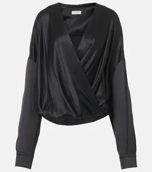 Dries Van Noten Silk-blend Satin Blouse - Black