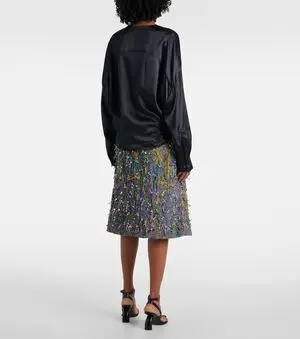 Dries Van Noten Silk-blend Satin Blouse - Black