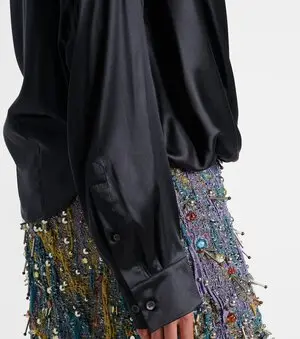 Dries Van Noten Silk-blend Satin Blouse - Black