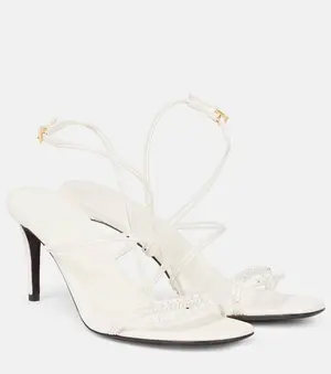Khaite Loop 75 Embellished Leather Sandals - White