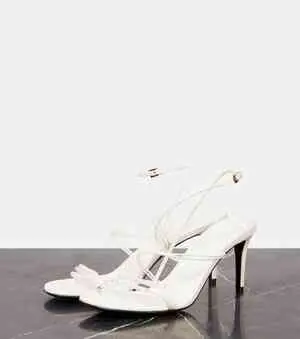Khaite Loop 75 Embellished Leather Sandals - White