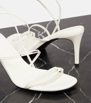 Khaite Loop 75 Embellished Leather Sandals - White
