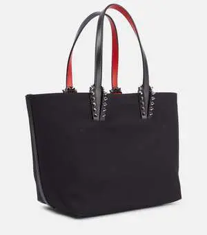 CHRISTIAN LOUBOUTIN Cabata Large Leather-trimmed Canvas Tote Bag - Black