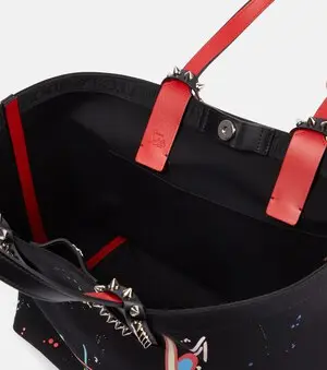 CHRISTIAN LOUBOUTIN Cabata Large Leather-trimmed Canvas Tote Bag - Black