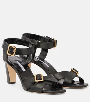 Manolo Blahnik Shbealo Leather Sandals - Black