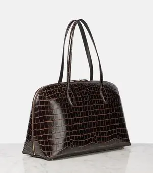 TOTEME Croc-effect Leather Tote Bag - Brown