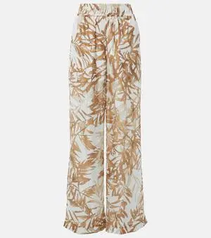 Brunello Cucinelli Printed High-rise Wide-leg Pants - Multicoloured