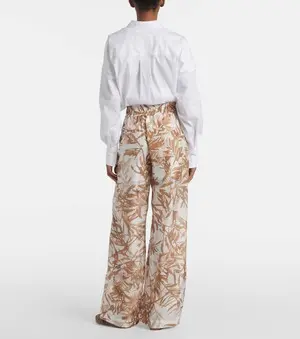 Brunello Cucinelli Printed High-rise Wide-leg Pants