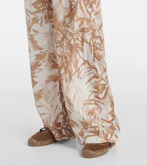 Brunello Cucinelli Printed High-rise Wide-leg Pants