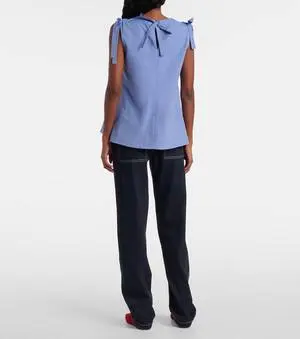 Max Mara Cotton Canvas Tie Top - Blue
