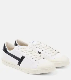 TOM FORD Logo Leather Sneakers - White