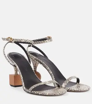 Jacquemus Bisou Embossed Leather Sandals - Beige