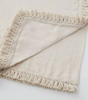 ONCE MILANO Fringed Medium Linen Tablecloth