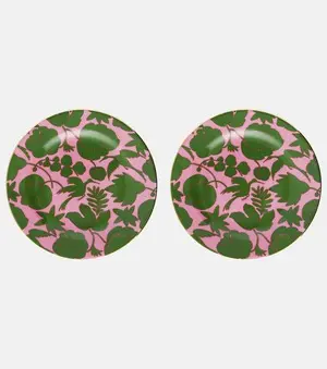 La DoubleJ Wildbird Set Of 2 Dessert Plates - Green