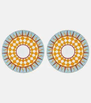 La DoubleJ Ra Set Of 2 Porcelain Dessert Plates - Multicoloured