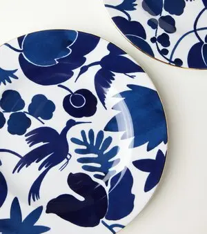 La DoubleJ Wildbird Set Of 2 Dinner Plates - Blue