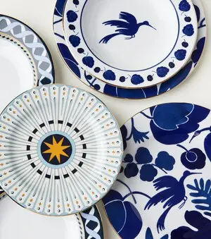 La DoubleJ Wildbird Set Of 2 Dinner Plates - Blue