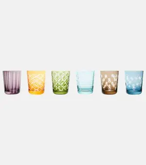 POLSPOTTEN Cuttings Set Of 6 Glass Tumblers - Multicoloured