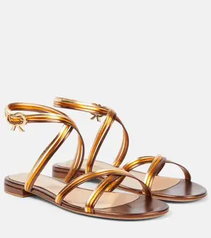 GIANVITO ROSSI Calissa Metallic Leather Sandals