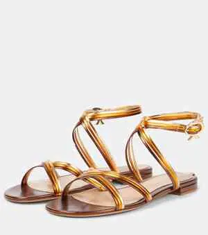 GIANVITO ROSSI Calissa Metallic Leather Sandals
