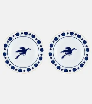 La DoubleJ Wildbird Set Of 2 Soup Plates - Blue