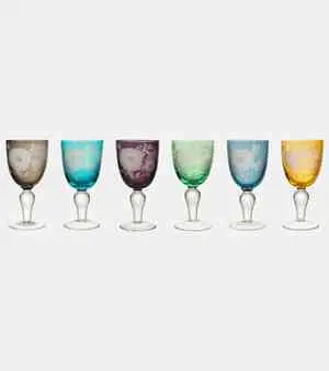 POLSPOTTEN Peony Set Of 6 Wine Glasses - Multicoloured
