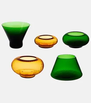 NASONMORETTI Issey Set Of 5 Murano Glass Bowls - Green