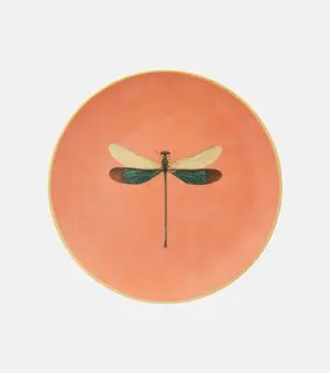 LES-OTTOMANS Insetti Dragonfly Porcelain Plate - Orange