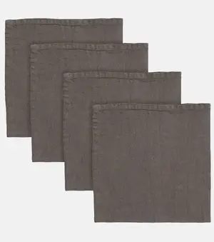 ONCE MILANO Set Of 4 Linen Napkins - Grey