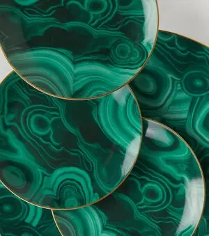 L'Objet Malachite Set Of 4 Canapé Plates
