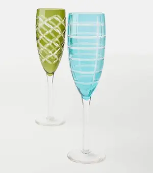 POLSPOTTEN Cuttings Set Of 6 Champagne Flute Glasses - Multicoloured