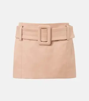 PATOU Belted Cotton Twill Miniskirt