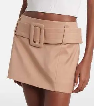 PATOU Belted Cotton Twill Miniskirt