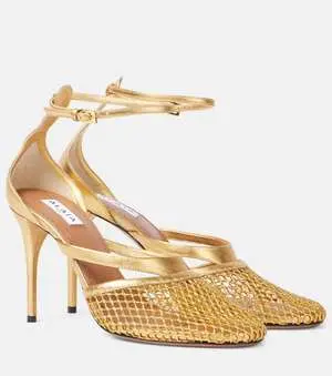 Alaïa Infradito Fishnet 90 Leather Pumps