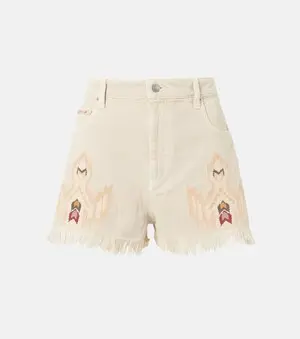 Women's Embroidered Denim Shorts