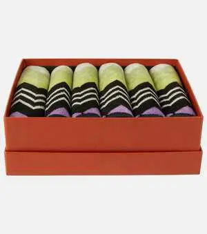 Missoni Giacomo Zigzag Set Of 6 Cotton Terry Face Towels - Multicoloured