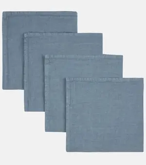 ONCE MILANO Set Of Four Linen Napkins - Blue
