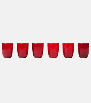 NASONMORETTI Idra Set Of 6 Glasses - Red