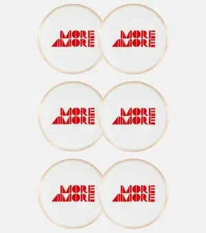 BITOSSI More Amore Set Of 6 Porcelain Dessert Plates - White