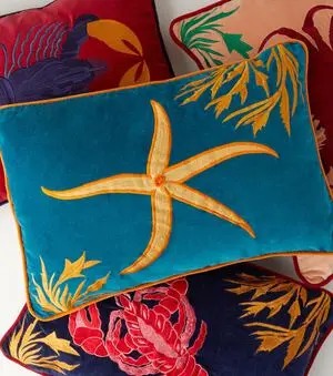 LES-OTTOMANS Starfish Embroidered Cushion