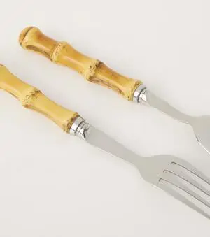 LES-OTTOMANS Bamboo 5-piece Flatware Set - Brown